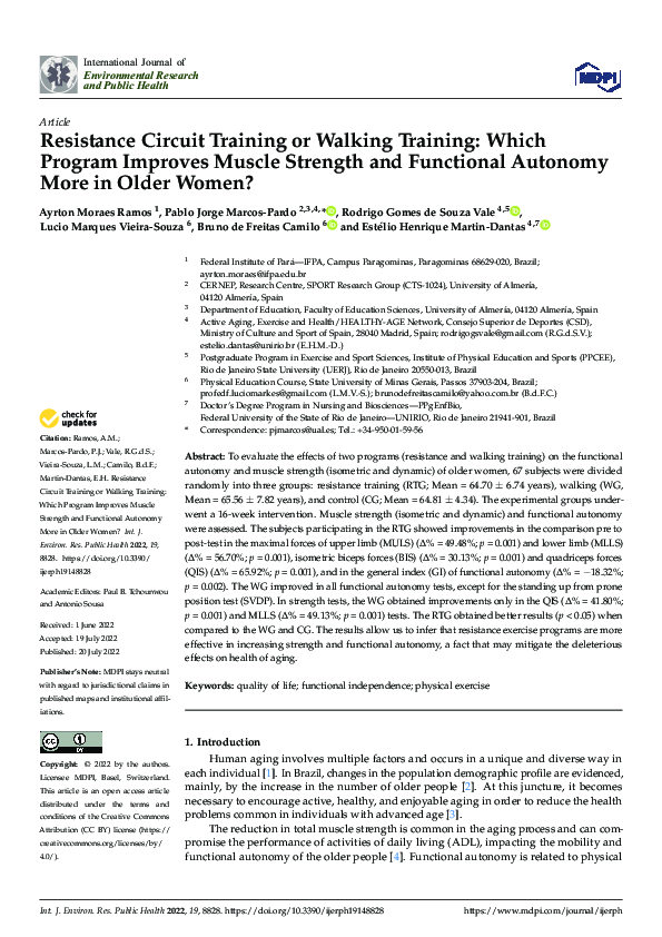 (PDF) Resistance Circuit Training or Walking Training: Which Program ...