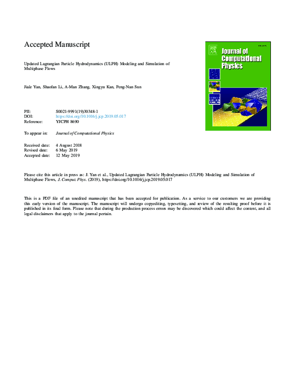 Pdf Updated Lagrangian Particle Hydrodynamics Ulph Modeling And Simulation Of Multiphase Flows 