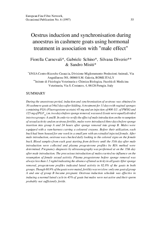 (PDF) Oestrus induction and synchronisation during anoestrus in ...