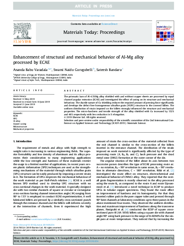 (PDF) Enhancement of structural and mechanical behavior of Al-Mg alloy ...