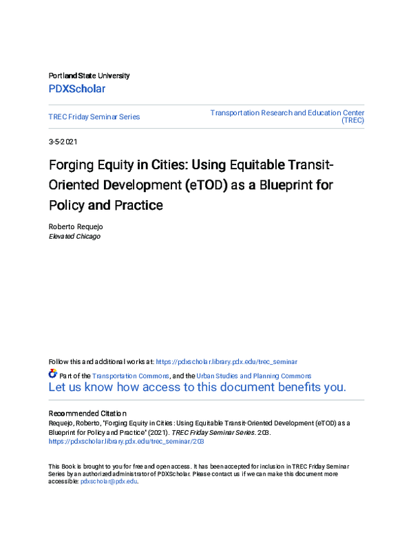 (PDF) Equitable Transit-Oriented Development Workshop