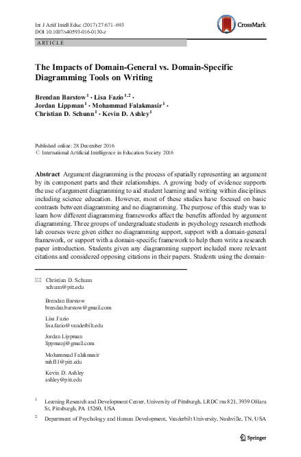 (PDF) The Impacts of Domain-General vs. Domain-Specific Diagramming Tools on Writing