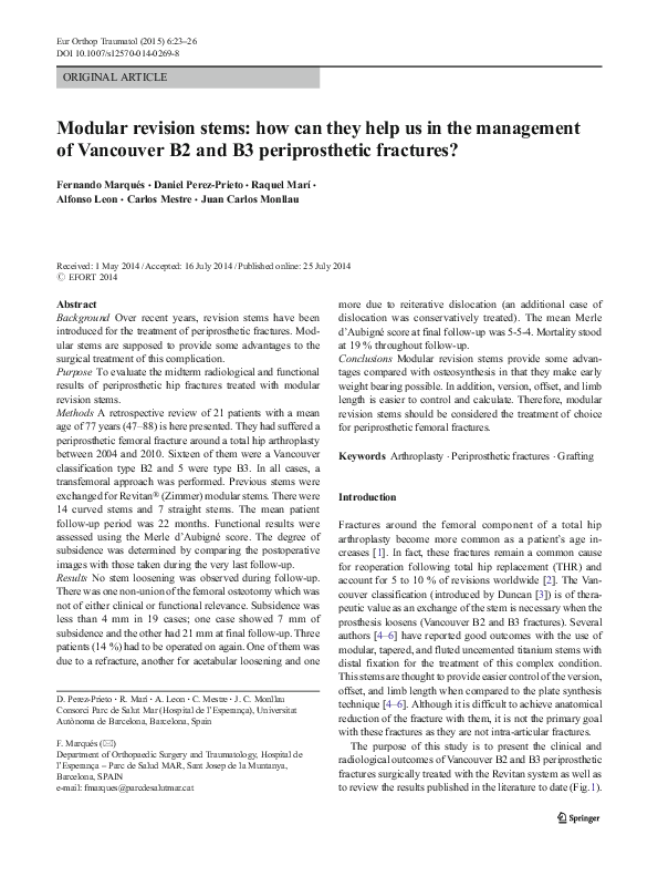 (PDF) Modular revision stems: how can they help us in the management of ...