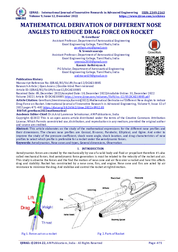 (PDF) Mathematical Derivation of Different Nose Angles to Reduce Drag ...