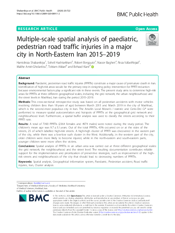 (PDF) Multiple-scale spatial analysis of paediatric, pedestrian road ...
