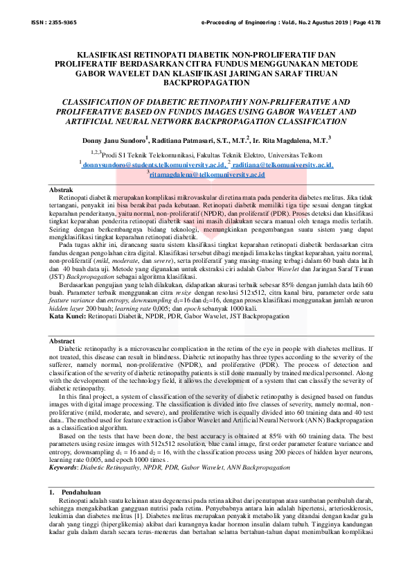 (PDF) Klasifikasi Retinopati Diabetik Non-Proliferatif Dan Proliferatif ...