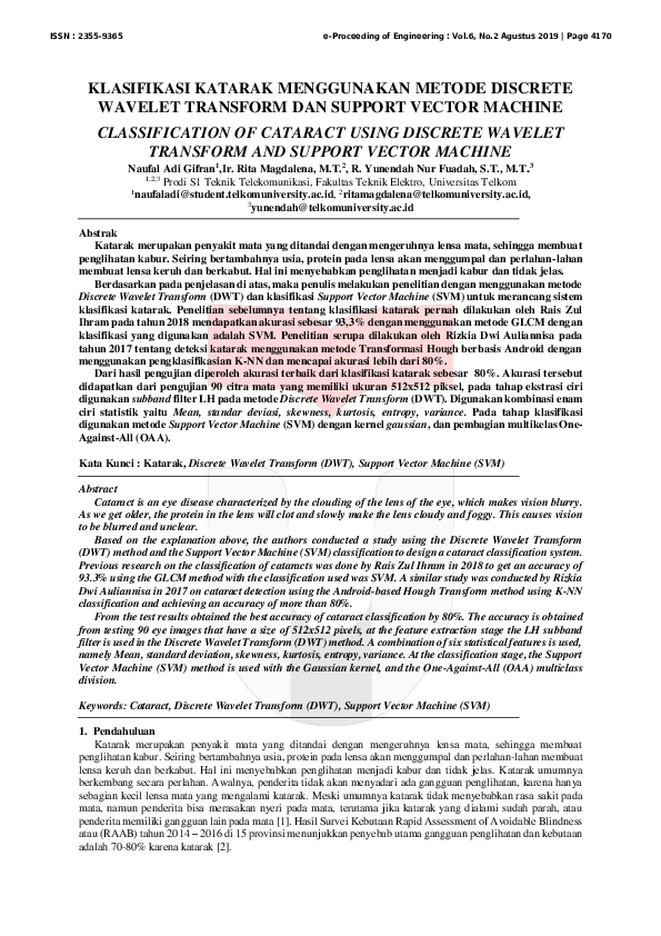 (PDF) Klasifikasi Katarak Menggunakan Metode Discrete Wavelet Transform ... (PDF) Klasifikasi Katarak Menggunakan Metode Discrete Wavelet Transform ...