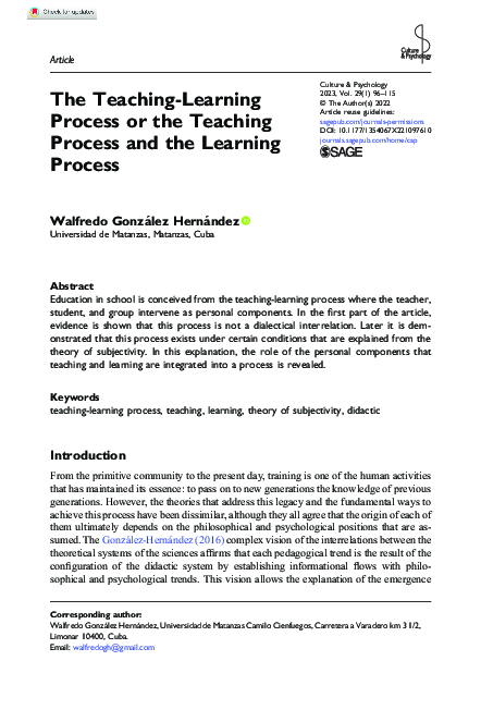 (PDF) The Teaching-Learning Process or the Teaching Process and the ...