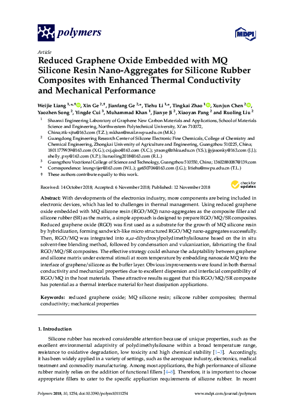 (PDF) Reduced Graphene Oxide Embedded with MQ Silicone Resin Nano ...