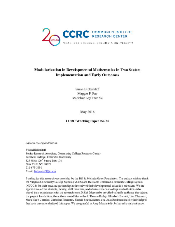 (PDF) Modularization in Developmental Mathematics in Two States ...