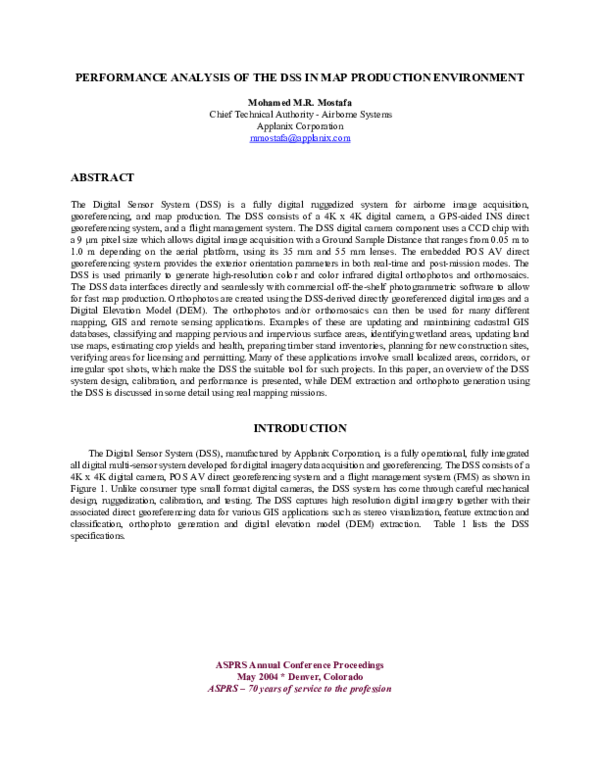 (PDF) Performance Analysis of the DSS in Map Production Environment