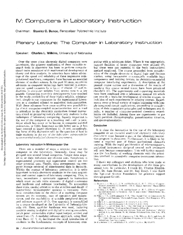 (PDF) Plenary lecture: The computer in laboratory instruction