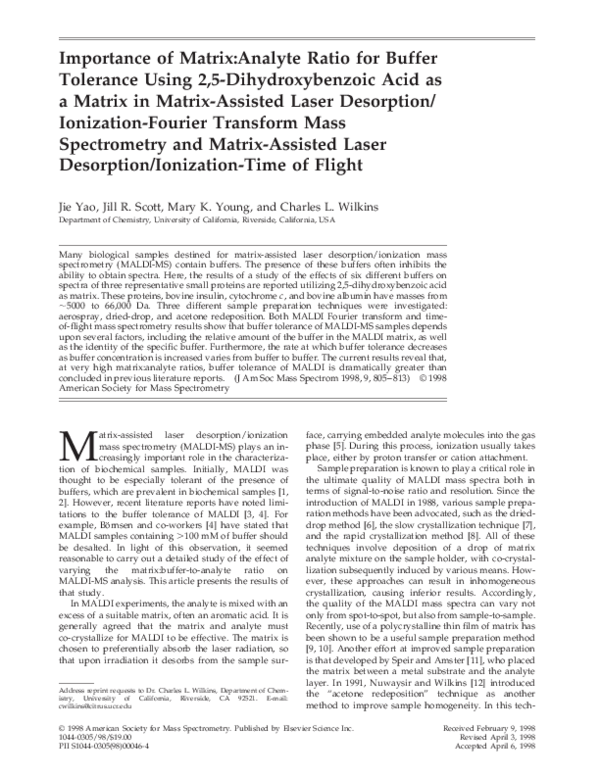 (PDF) Importance of matrix: Analyte ratio for buffer tolerance using 2 ...