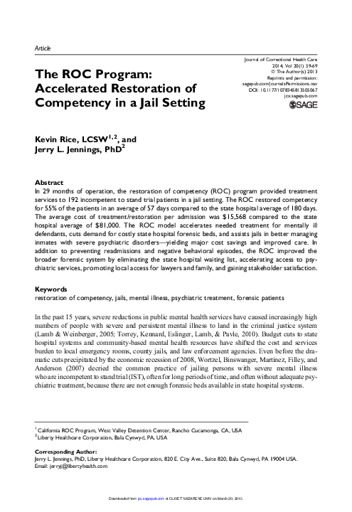 (PDF) Article The ROC Program: Accelerated Restoration of Competency in ...
