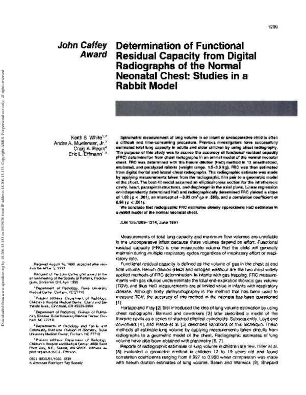 (PDF) Neonatal Chest FRC from Radiographs in Rabbits