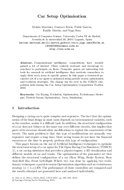 (PDF) Car Setup Optimisation