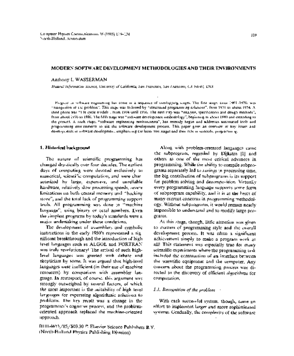 (PDF) Modern software development methodologies and their environments