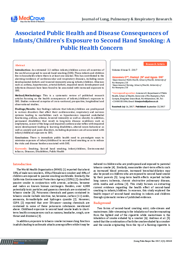 (PDF) Associated Public Health and Disease Consequences of Infants ...