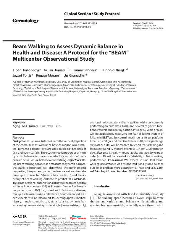 (PDF) Beam Walking to Assess Dynamic Balance in Health and Disease: A Protocol for the "BEAM ...
