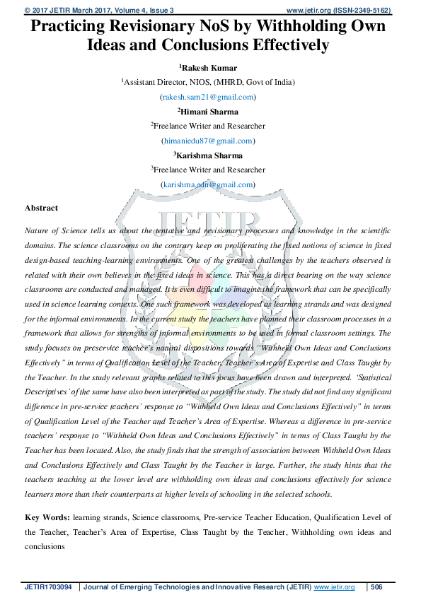 (PDF) Practicing Revisionary NoS by Withholding Own Ideas and ...