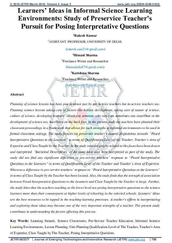 (PDF) Learners' Ideas in Informal Science Learning Environments: Study ...