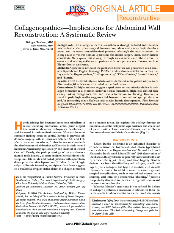 (PDF) Collagenopathies-Implications for Abdominal Wall Reconstruction ...