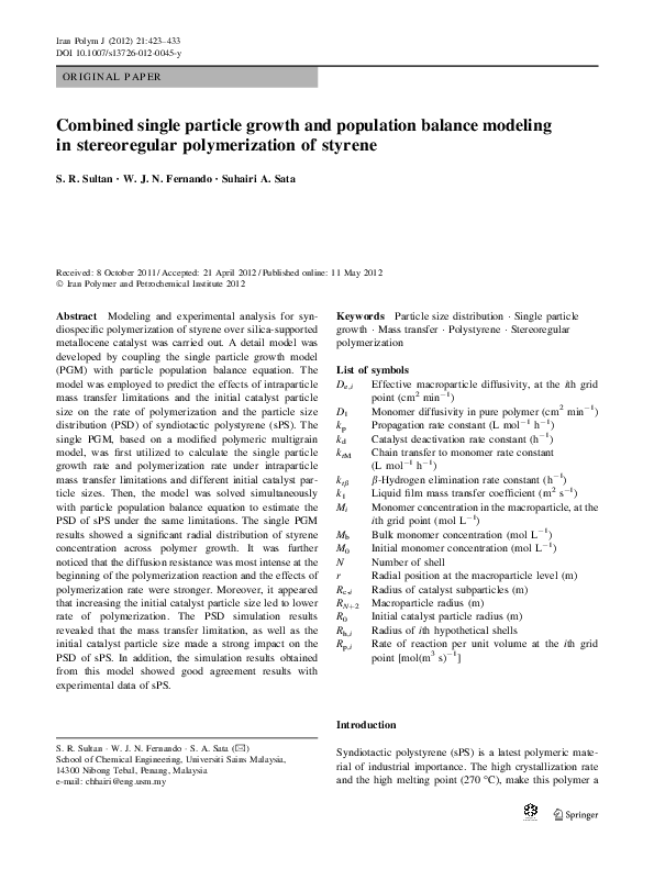 (PDF) Combined single particle growth and population balance modeling ...