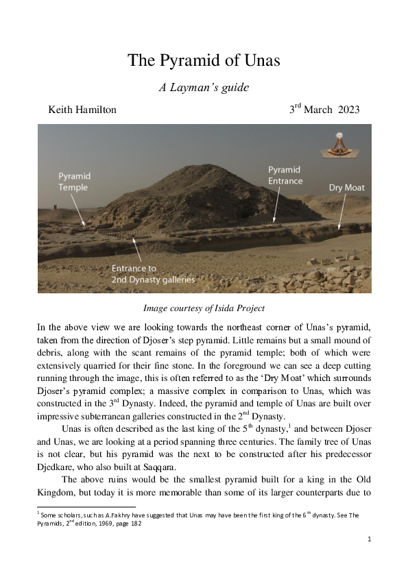 (PDF) The Pyramid of Unas, A Layman's Guide