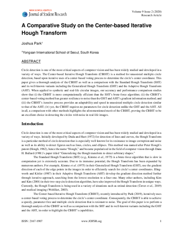(PDF) A Comparative Study on the Center-based Iterative Hough Transform
