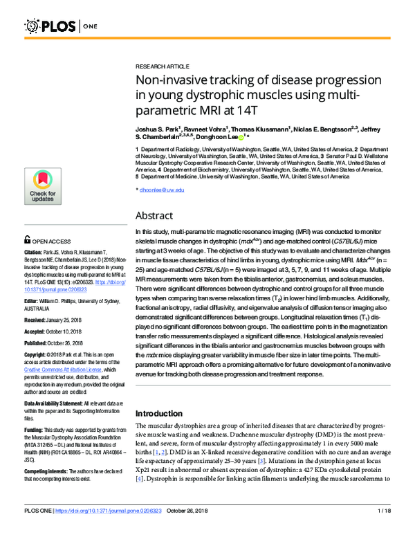 (PDF) Non-invasive tracking of disease progression in young dystrophic ...