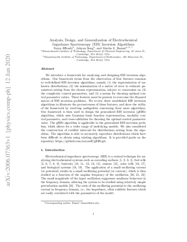 Analysis Design And Generalization Of Electrochemical Impedance