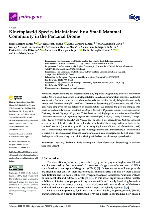 (PDF) Kinetoplastid Species Maintained by a Small Mammal Community in ...