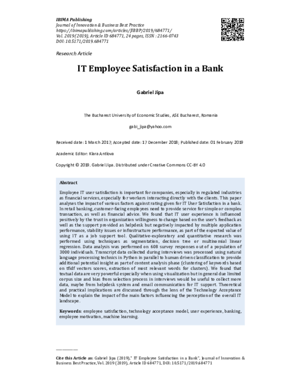 (PDF) IT Employee Satisfaction in a Bank