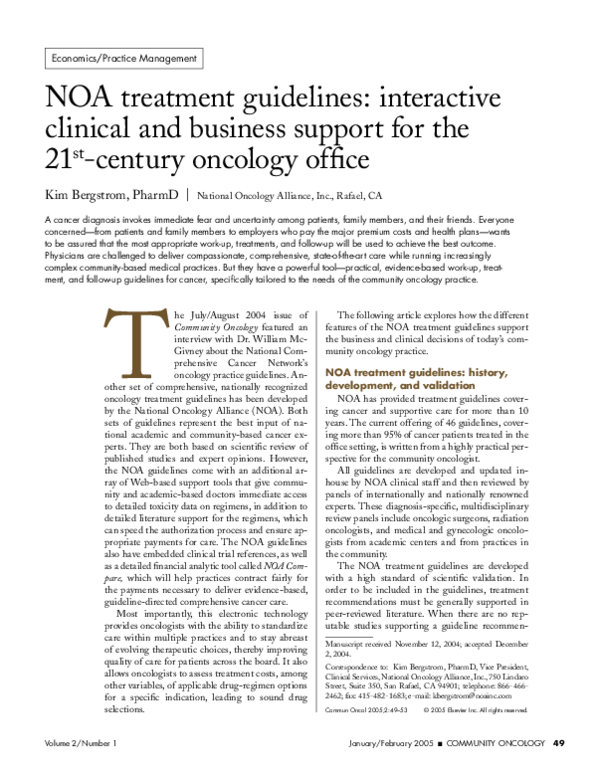 (PDF) NOA treatment guidelines: interactive clinical and business ...