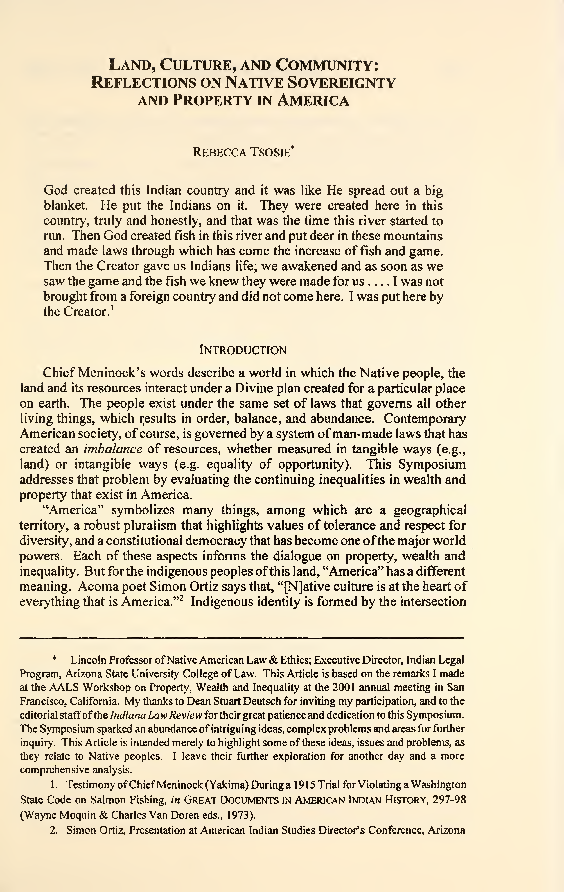 (PDF) Land, Culture, and Community: Reflections on Native Sovereignty ...