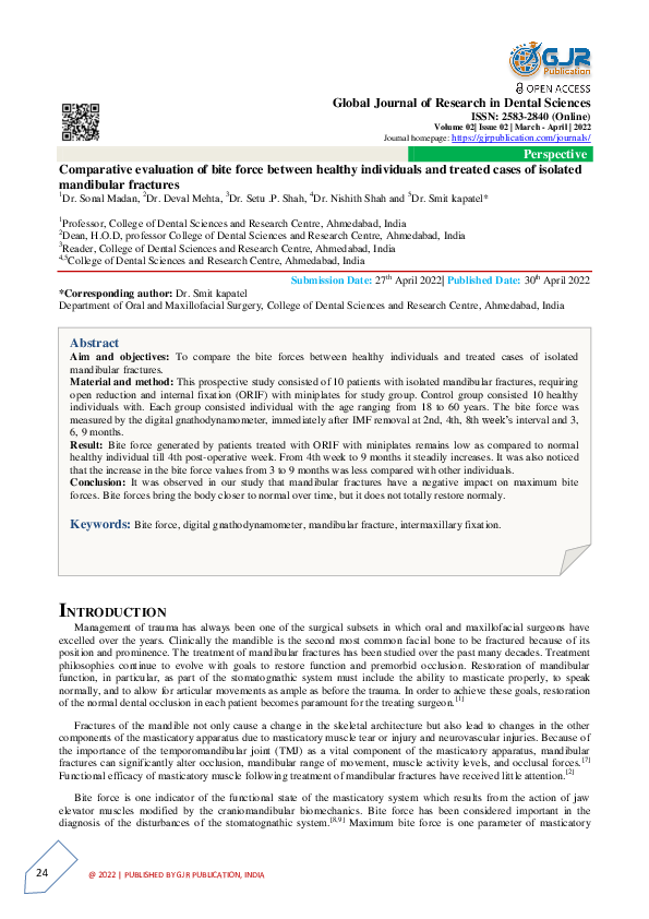 (PDF) Comparative evaluation of bite force between healthy individuals ...