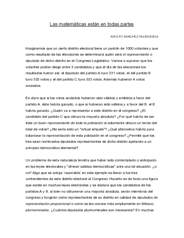 (PDF) Las matemáticas están en todas partes