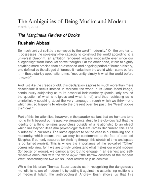 (PDF) The Ambiguities of Being Muslim and Modern