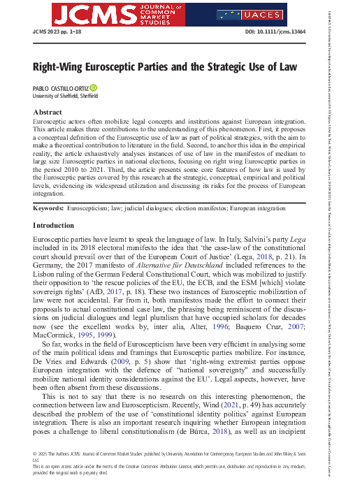 (PDF) Right-Wing Eurosceptic Parties and the Strategic Use of Law