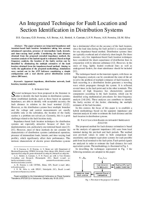 (PDF) An integrated technique for fault location and section ...
