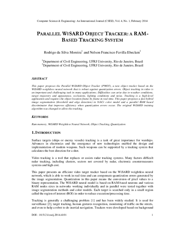 (PDF) Parallel Wisard Object Tracker: A Rambased Tracking System