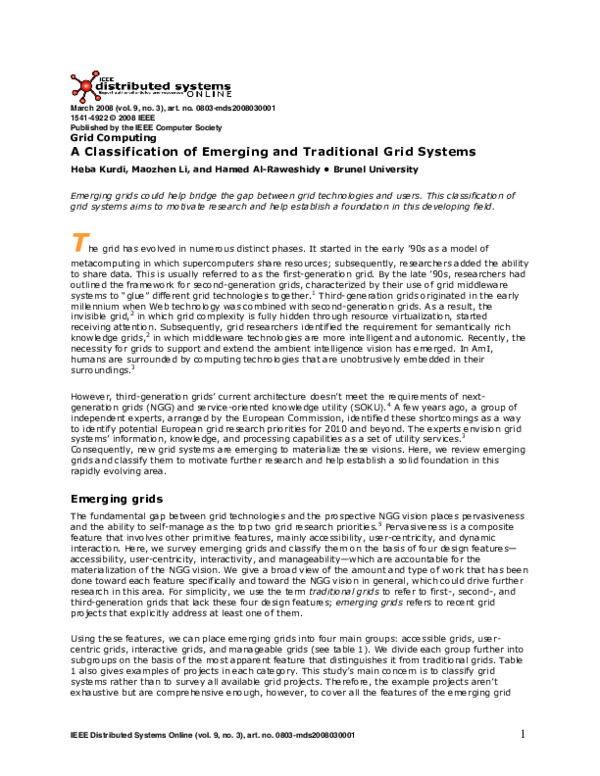 (PDF) A Classification of Emerging and Traditional Grid Systems