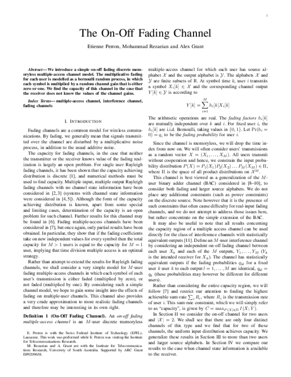 (PDF) The on-off fading channel