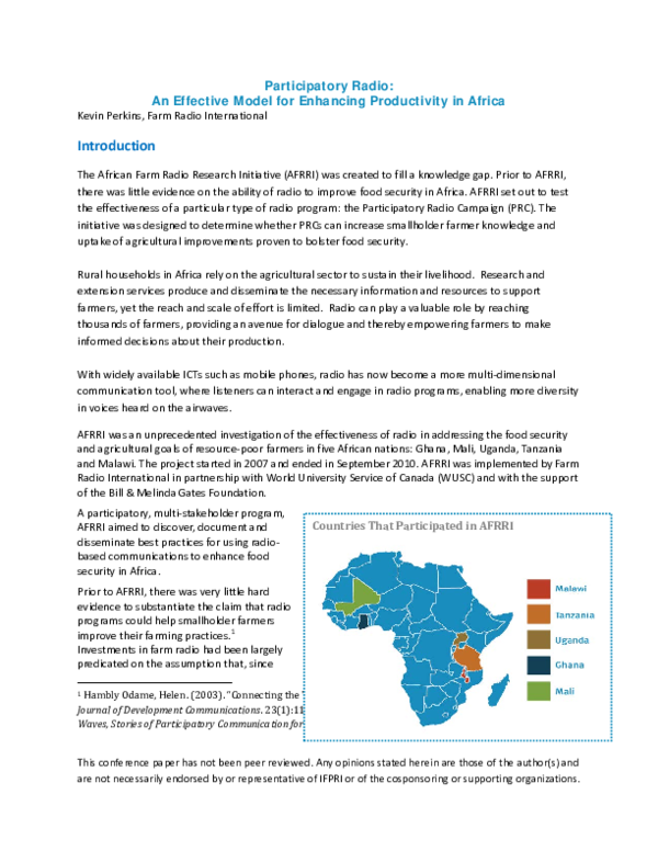 (PDF) Participatory Radio: An Effective Model for Enhancing ...