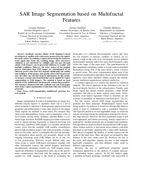 (PDF) SAR Image Segmentation based on Multifractal Features
