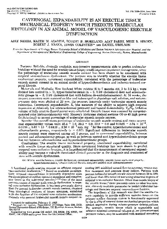 (PDF) Cavernosal Expandability is an Erectile Tissue Mechanical ...
