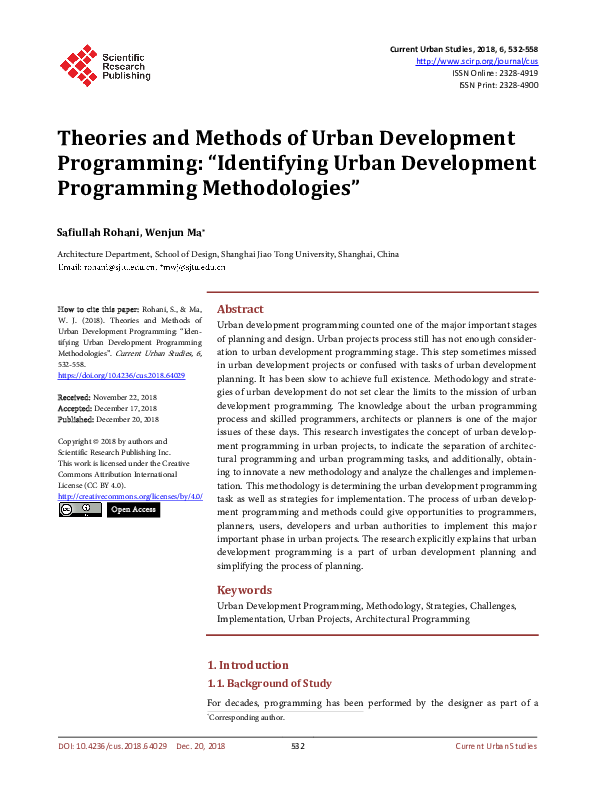 (PDF) Theories and Methods of Urban Development Programming: “Identifying Urban Development ...