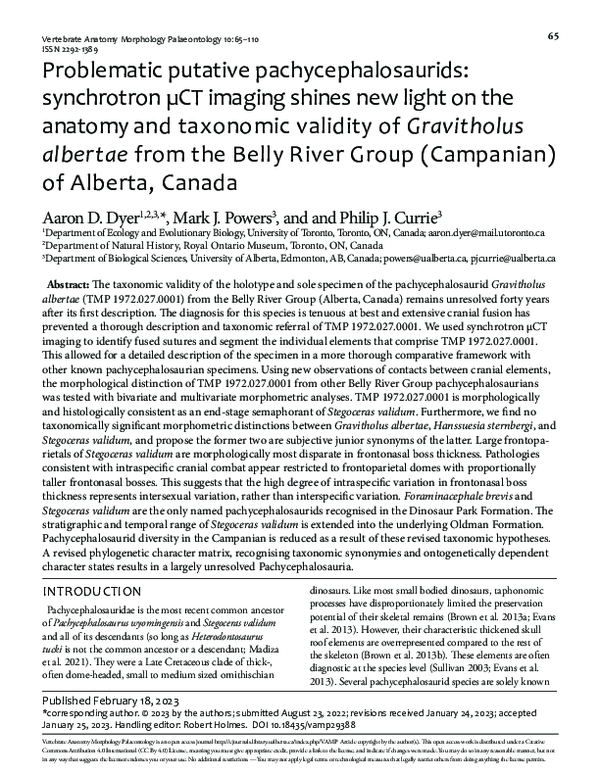 (PDF) Problematic putative pachycephalosaurids: Synchrotron µCT imaging ...