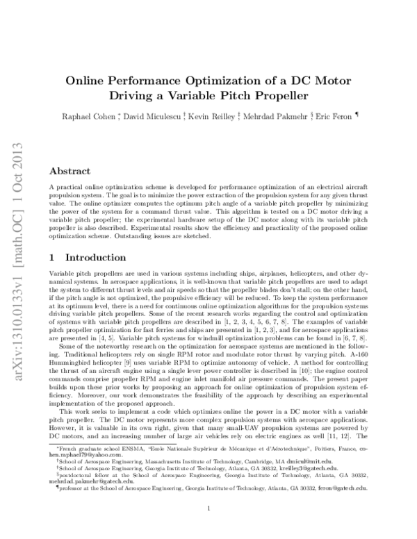 (PDF) Online Performance Optimization of a DC Motor Driving a Variable ...