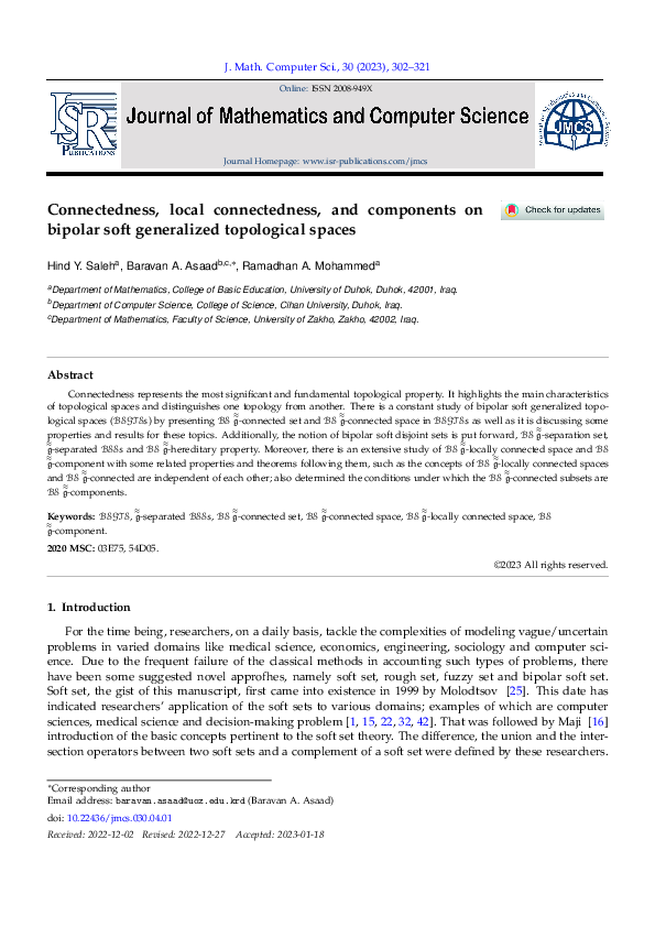 (PDF) Connectedness, local connectedness, and components on bipolar soft generalized topological ...
